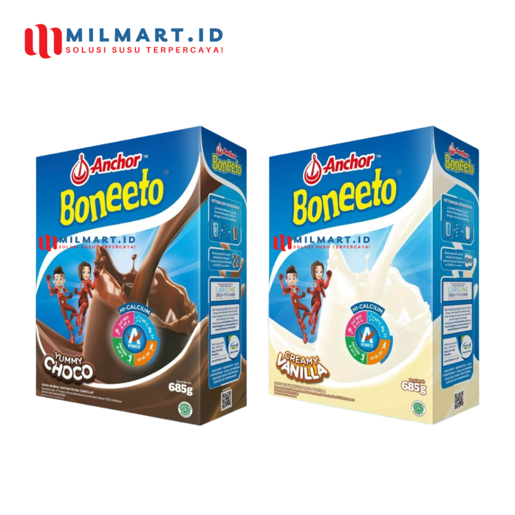 Jual BONEETO CREAMY VANILA/YUMMY CHOCO 685 G SUSU TINGGI KALSIUM VANILLA COKLAT | Shopee Indonesia