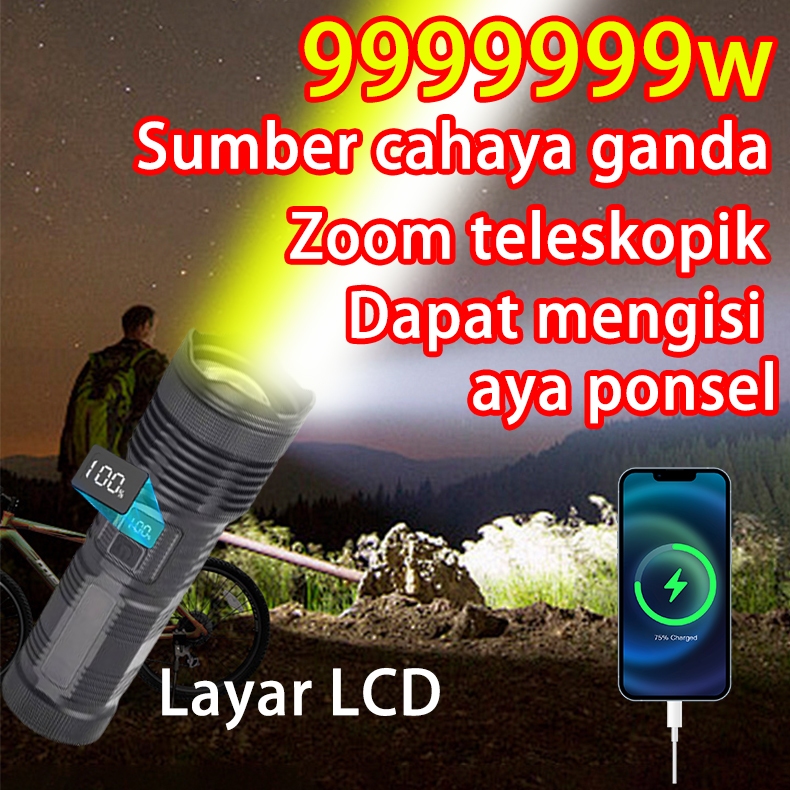 Jual Jarak Jauh 5 km Sumber Cahaya Ganda Senter Led Super Terang Cas ...