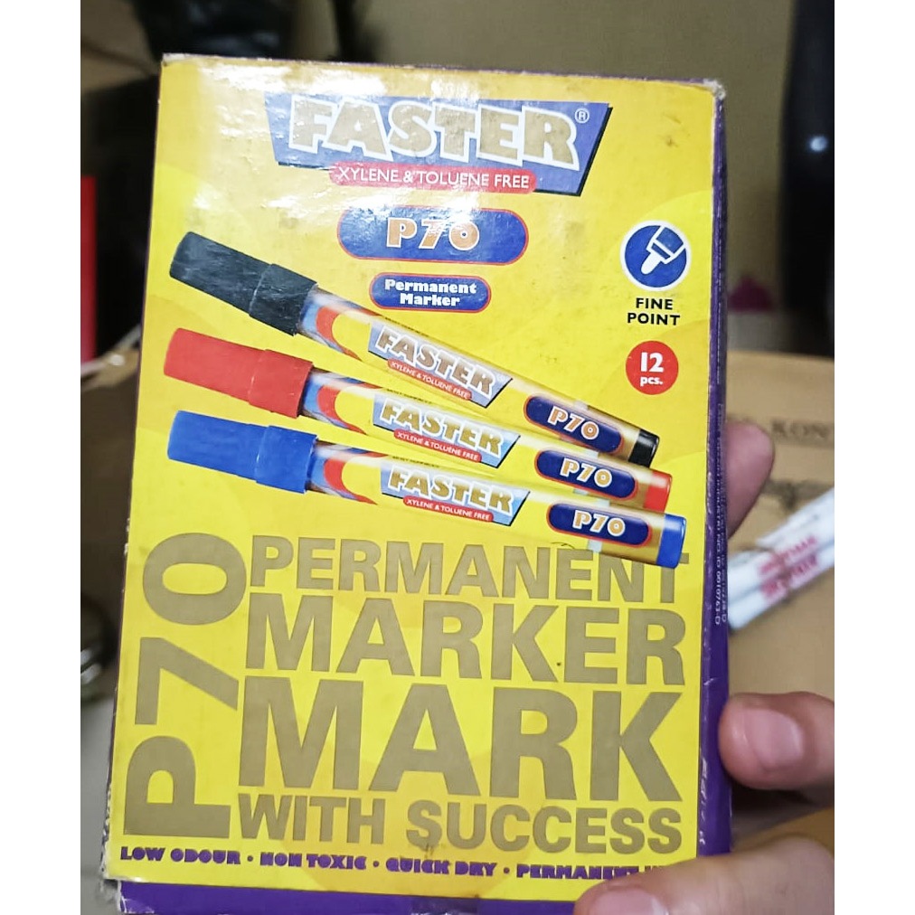 Jual Spidol Faster P70 Permanent Biru 1 Lusin isi 12 Pcs | Shopee Indonesia