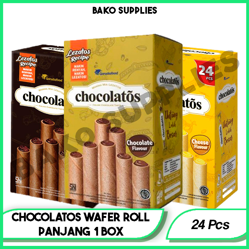 Jual CHOCOLATOS WAFER ROLL PANJANG 1 BOX ISI 24 PCS | STICK COKLAT ...