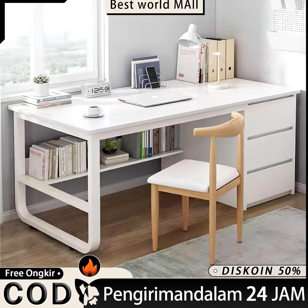Jual Meja Kantor Dengan Laci 140cm Laci Minimalis Meja Kerja Kayu Meja ...