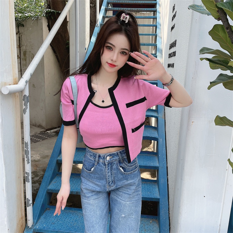 Jual AJWShop WAB Atasan Tanktop Cardigan Set Lengan Panjang Korean Style Kekinian Rajut Import ...