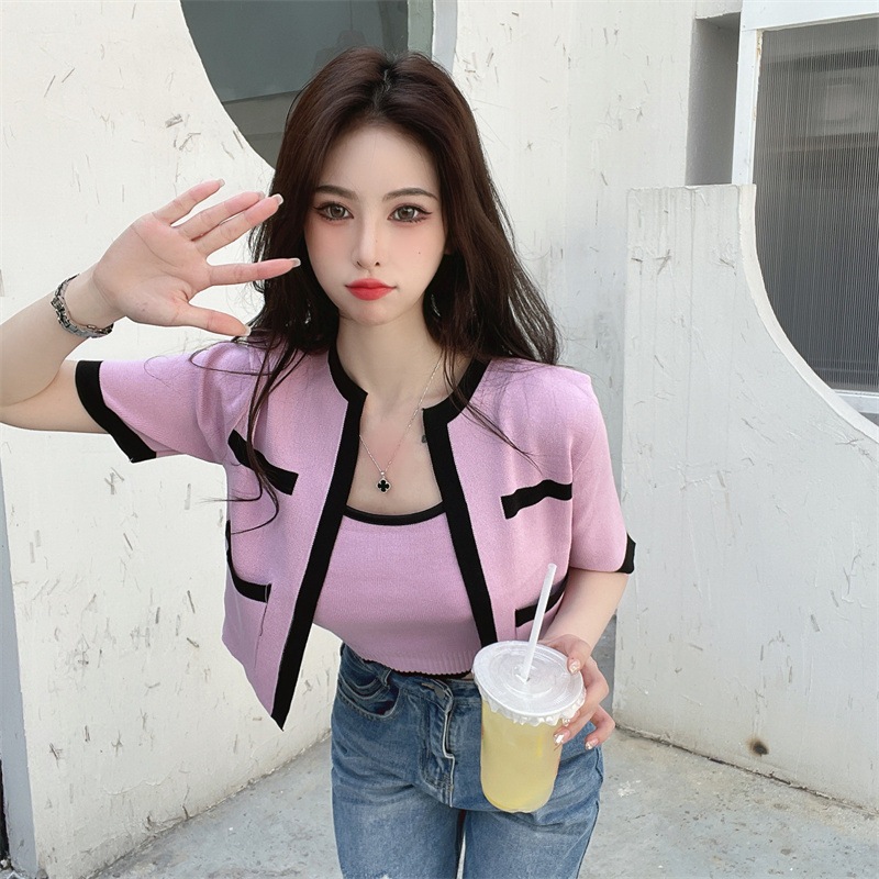 Jual AJWShop WAB Atasan Tanktop Cardigan Set Lengan Panjang Korean Style Kekinian Rajut Import ...