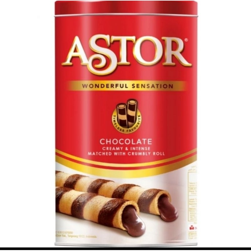 Jual Wafer Astor Kaleng Double Chocolate 330gr Biskuit Snack Kaleng ...