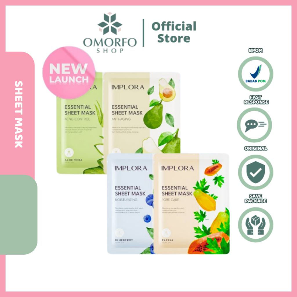 Jual ️Omorfo ️ IMPLORA Essential Sheet Mask Masker Wajah Tisu Tissue ...