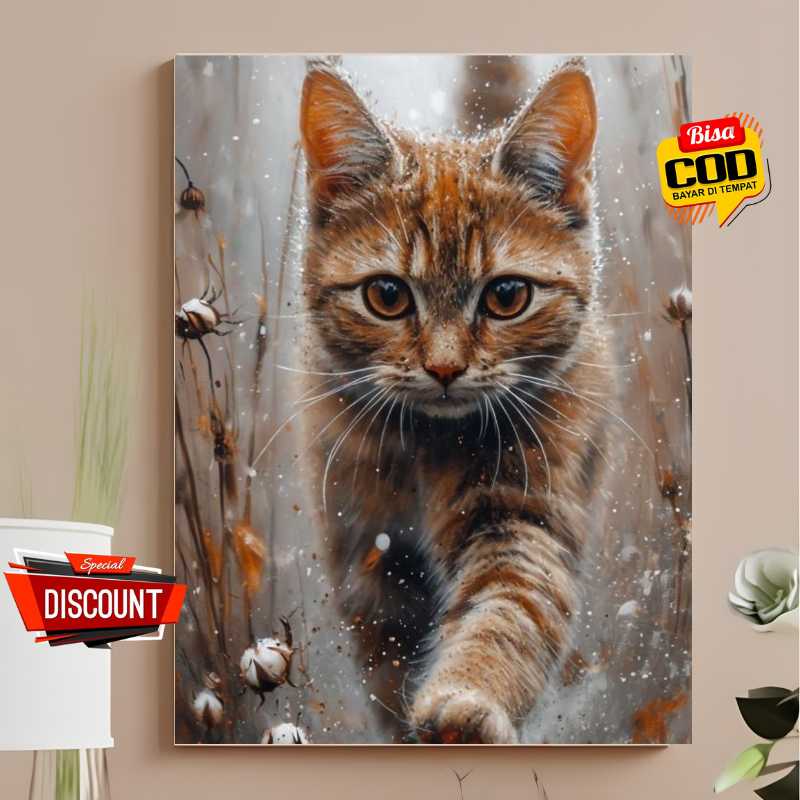Jual Poster Gambar Kucing Berjalan Hiasasn Dinding Aesthetic Dari Bahan ...