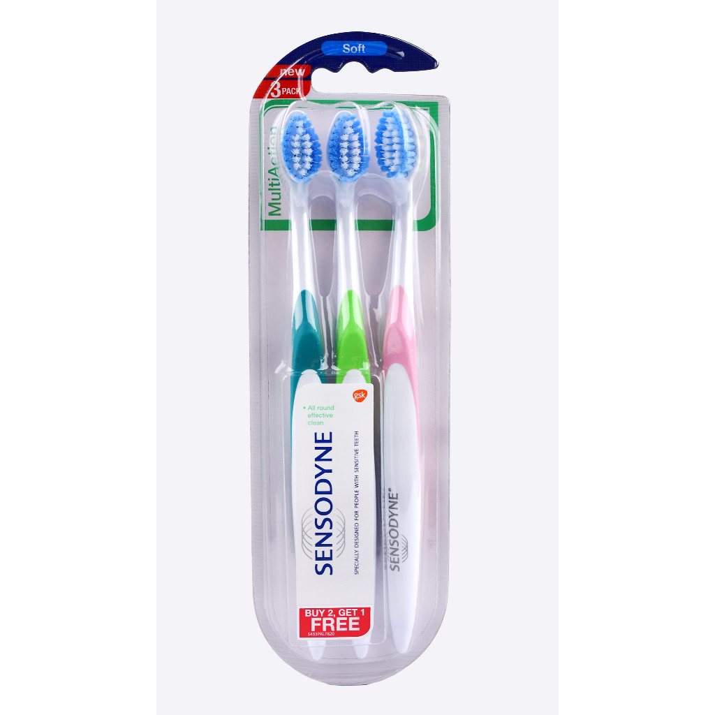 Jual Sikat Gigi Sensitif SENSODYNE Multi Action Set isi 3 Pcs Soft ...