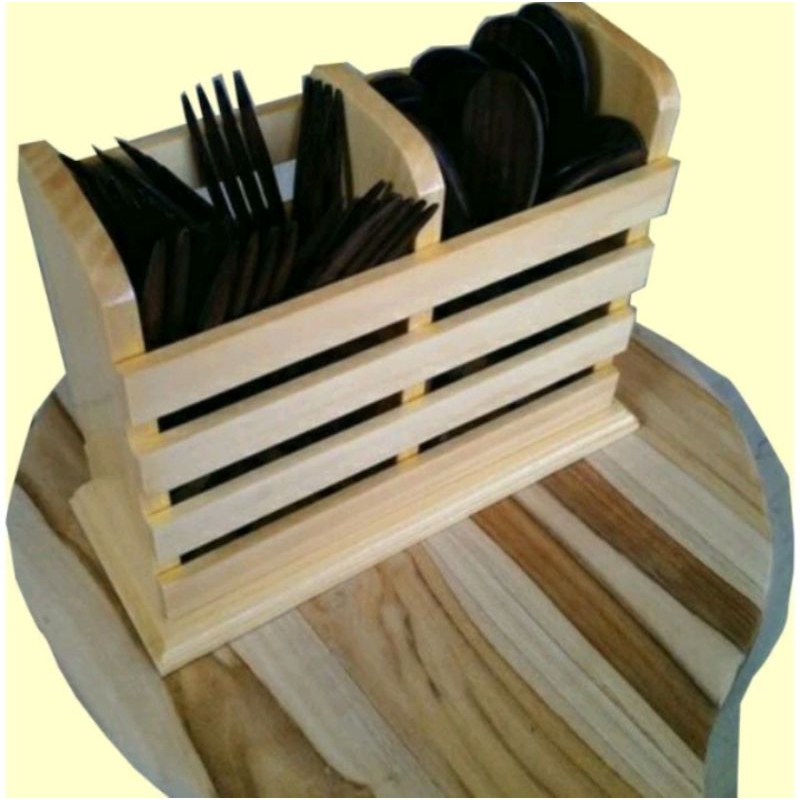 Jual tempat sendok dan garpu dari kayu pinus/jati belanda super ...
