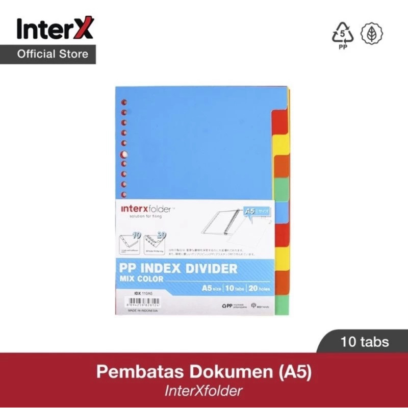 Jual Index Divider A5 10 Tab InterX / Pembatas Binder Odner | Shopee Indonesia