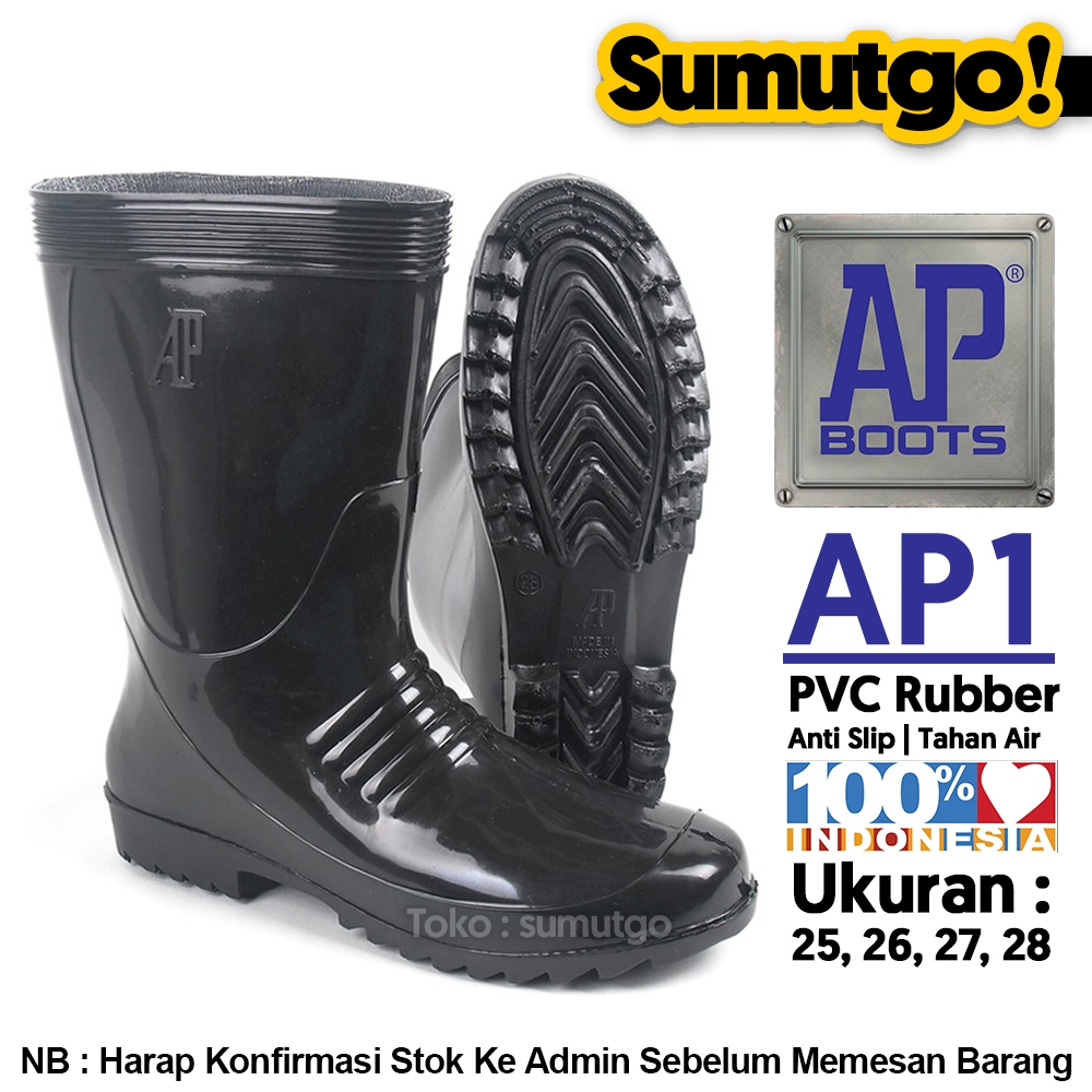 Jual [ TERLARIS ] AP Boots AP 1 Hitam Setengah Betis Sepatu Karet PVC ...