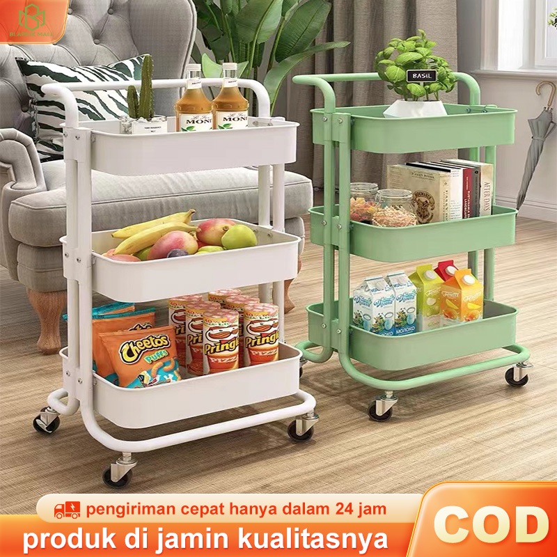 Jual Rak Troli Susun Serbaguna 4 Susun dengan Roda dan Pegangan Tempat ...