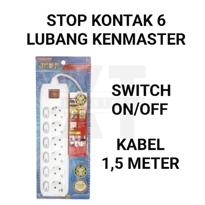 Jual Stop kontak 6 Lubang / Kenmaster stop kontak listrik + Switch On ...