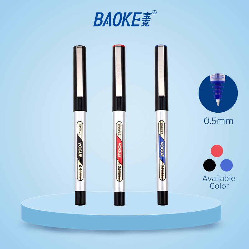Jual BAOKE Roller Ball Pen / Pulpen Kapasitas Besar 0.5mm 3 Warna Tinta ...