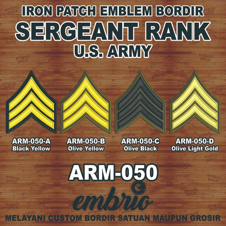 Jual ARM-050 Patch Sergeant Rank us army chevron insignia E5 SGT ...