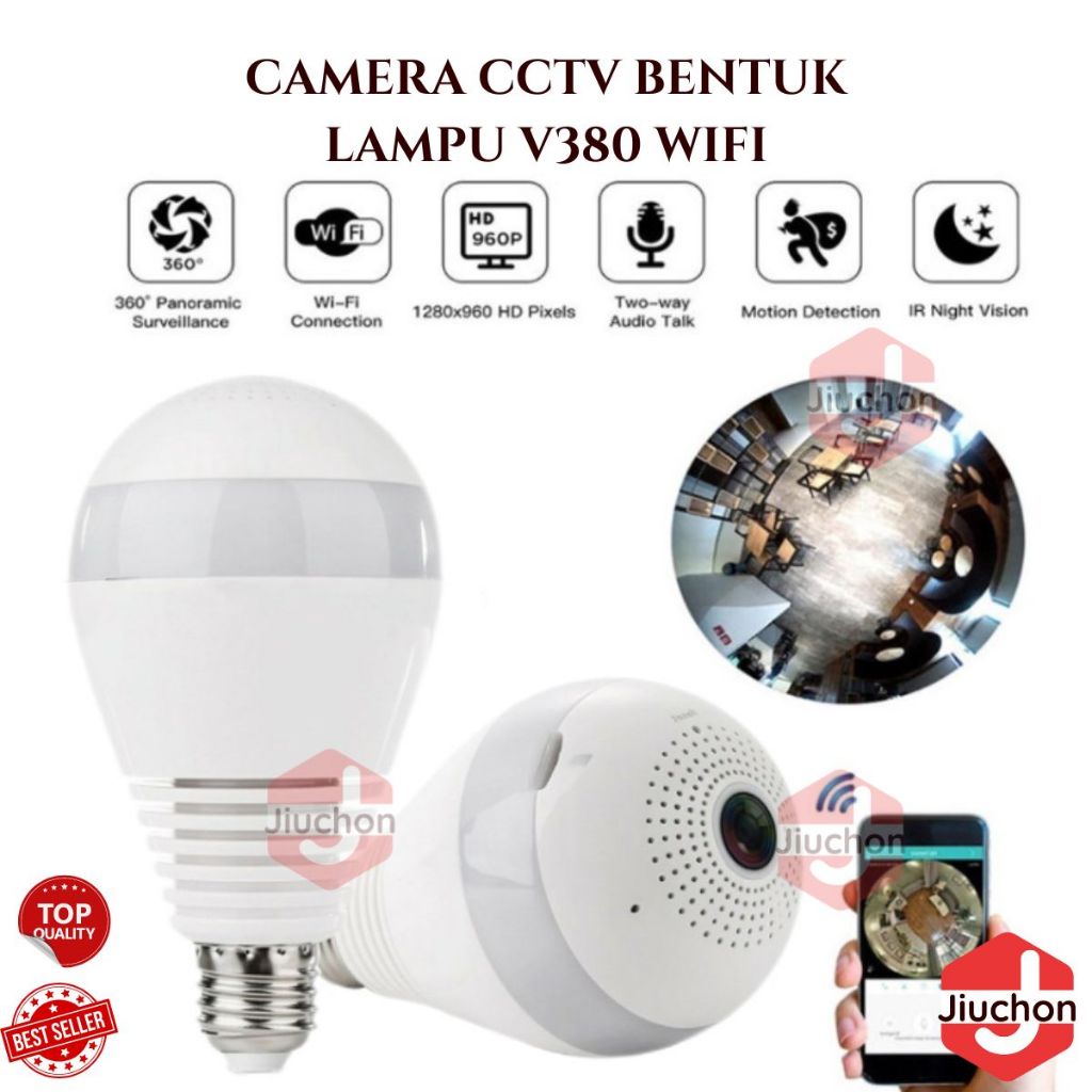 Jual JIUCHON Kamera Lampu V380 CCTV Bentuk Bohlam Panorama V360 SPY ...