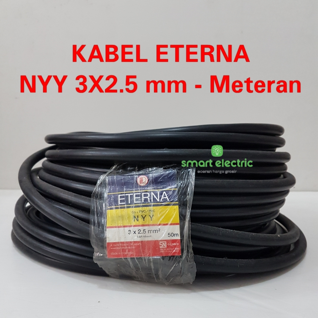 Jual Kabel Listrik Eterna NYY 3x2.5mm Meteran Tunggal Tembaga Murni SNI LMK | Shopee Indonesia
