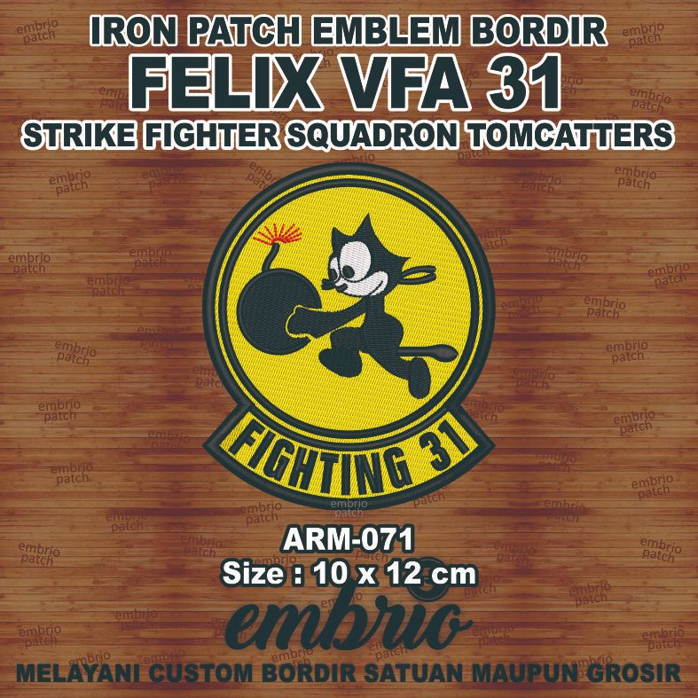 Jual ARM-071 Patch FELIX VFA 31 FIGHTING 31 Fighter Squadron Tomcatters ...
