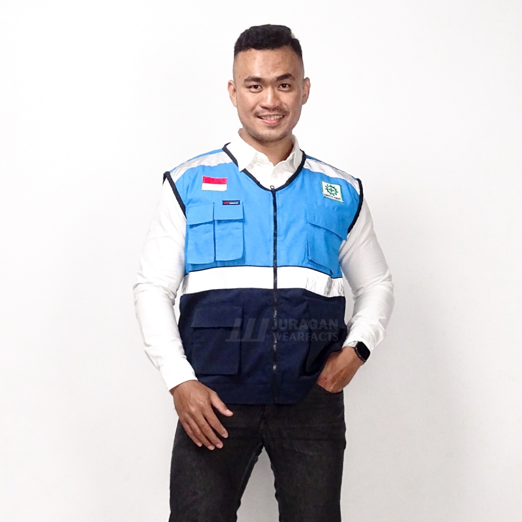 Jual Rompi Safety Warna Biru Navy Kombinasi Biru Toska | Shopee Indonesia
