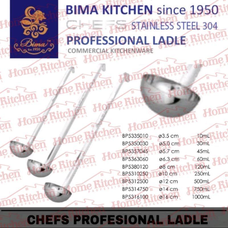 Jual Bima Chef Profesional Soup Ladle 5ml 10ml 30ml 45ml 750ml | Shopee ...
