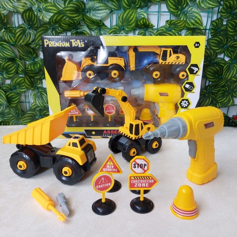 Jual Mainan Truk Bongkar Pasang Bor Baterai | Shopee Indonesia
