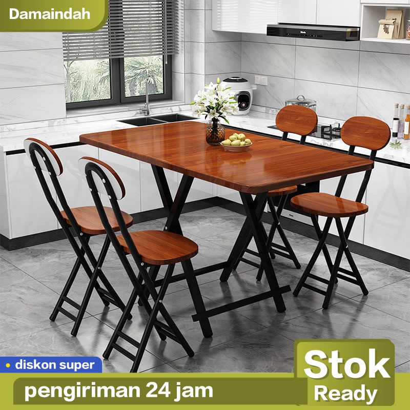 Jual Damaindah Meja Lipat Set 4 Kursi/Meja Makan 100x60CM/Meja Makan ...