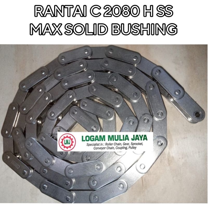 Jual DOUBLE PITCH RANTAI ROLLER CHAIN C 2080 PLAT H SS SOLID BUSHING ...