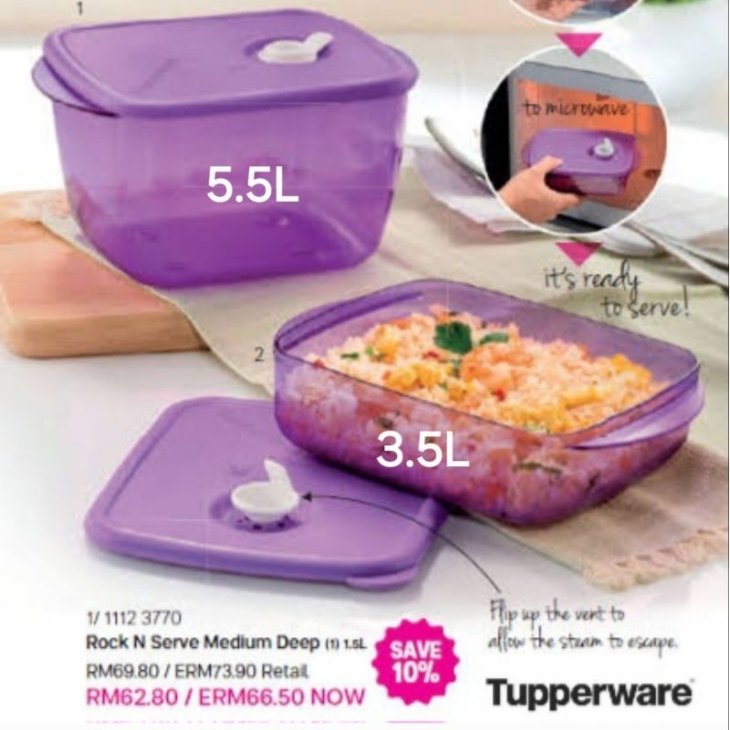 Jual Tupperware Rock N Serve Large Deep 3.5 Liter - MIcrowaveable ...
