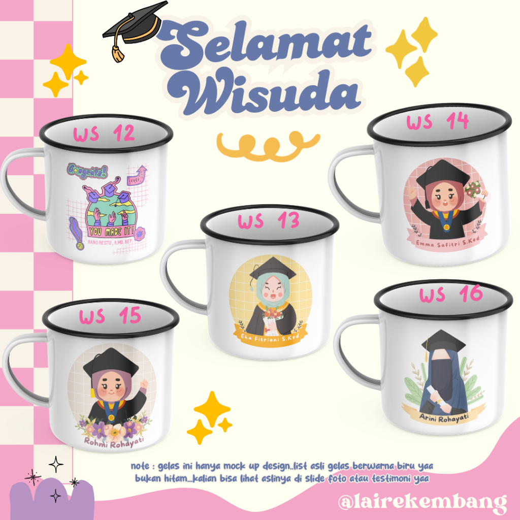 Jual mug enamel custom/hadiah wisuda/gelas wisuda/hadiah mug enamel ...