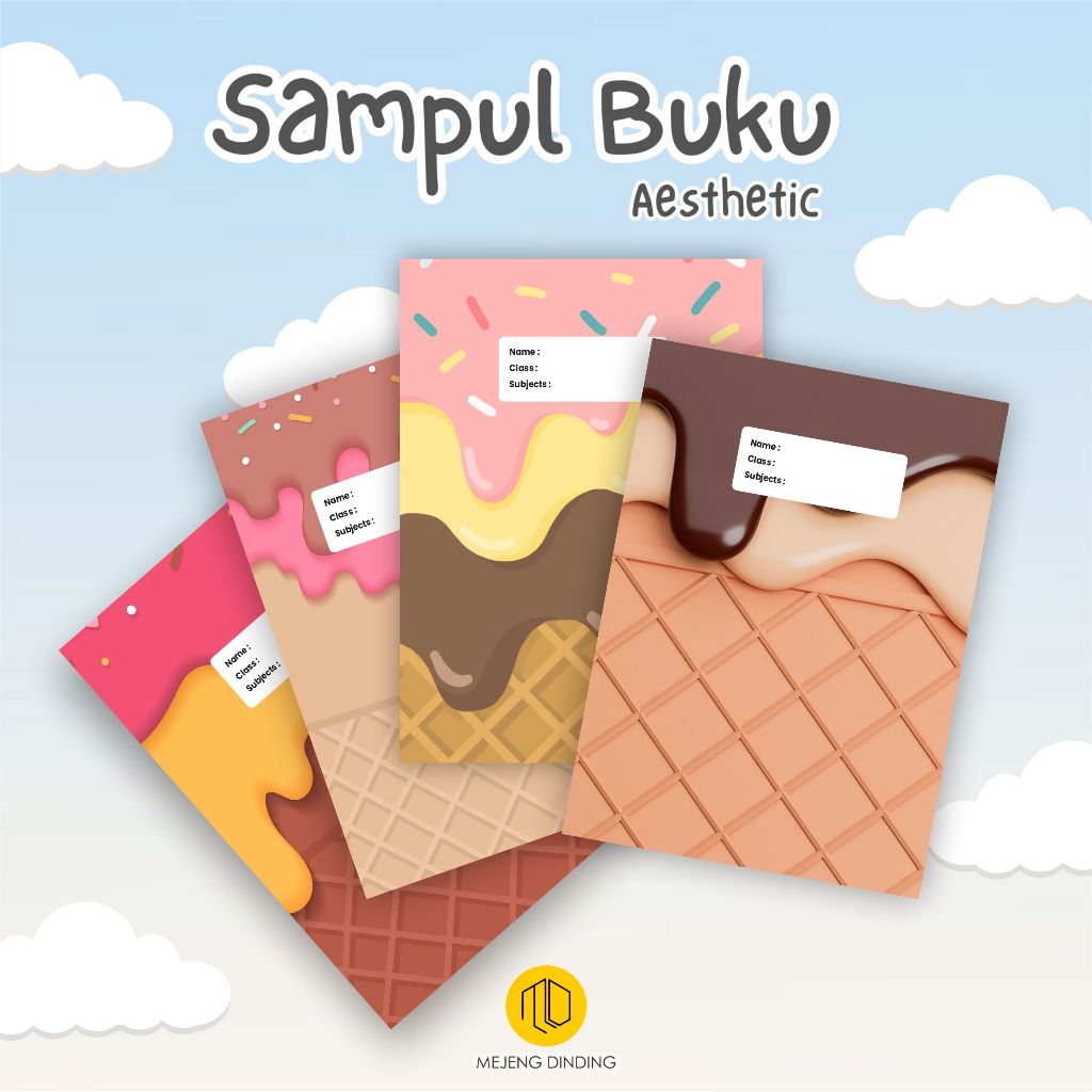 Jual SAMPUL BUKU AESTHETIC ISI 10 PCS / SAMPUL BUKU MOTIF ES KRIM ICE ...