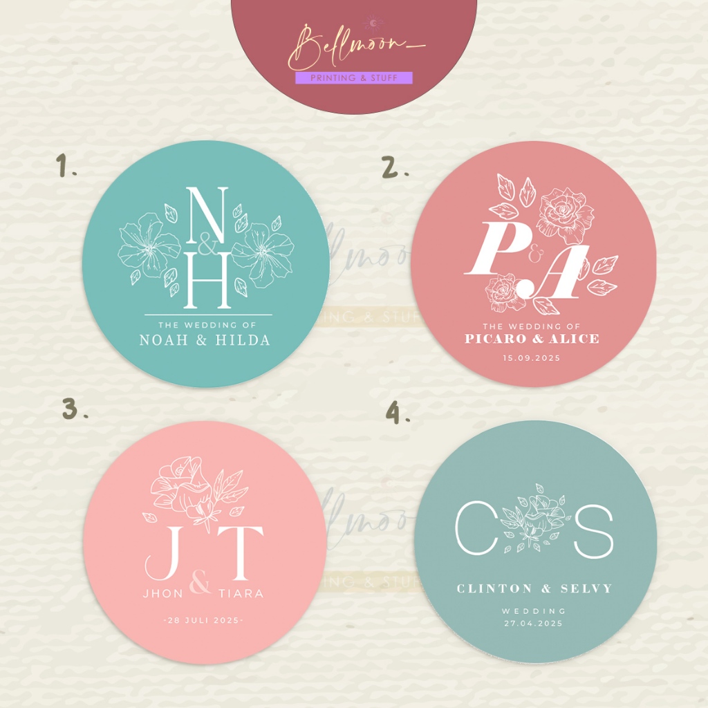 Jual (Isi 40-245 pcs) Stiker undangan / Stiker wedding inisial nama ...