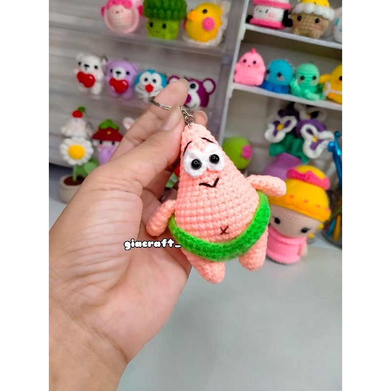 Jual custom produk gantungan kunci rajut patrick star | custom ...
