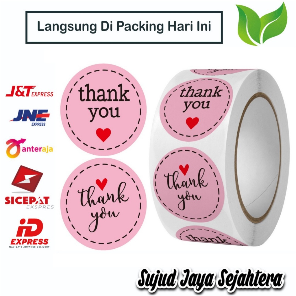 Jual 09. STICKER THANK YOU STICKER TERIMA KASIH (MODEL LOVE) 1 ROLL ISI ...