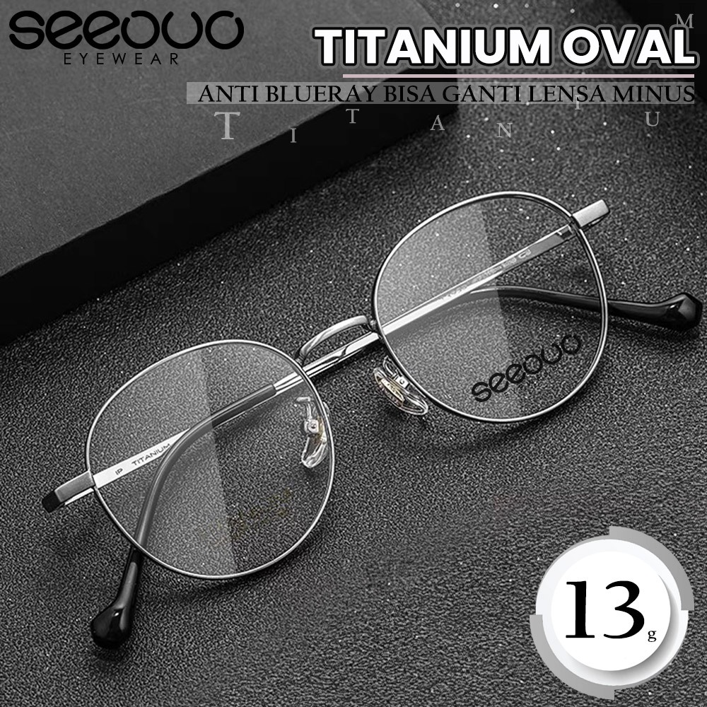 Jual Seeouo Frame Kacamata Bahan Titanium Model Bulat Stylish Ringan Kokoh Pria Wanita Bisa ...