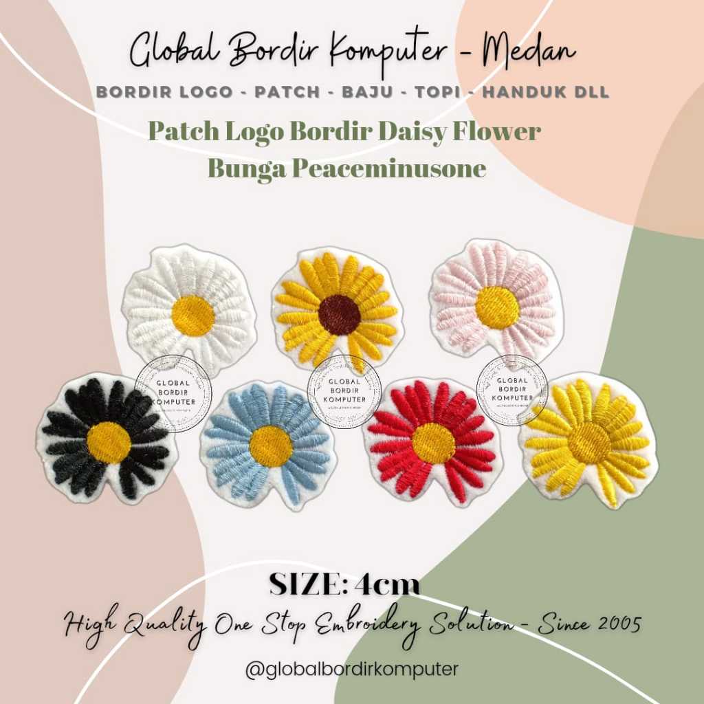 Jual Patch Logo Bordir Daisy Flower Bunga Peaceminusone High Quality ...