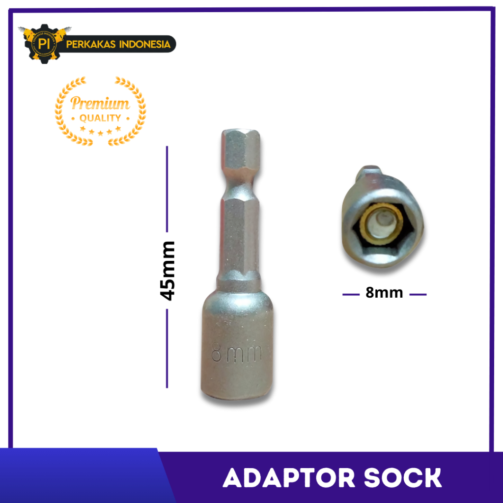 Jual Adaptor Sock Mata Bor 8 X 45 Mm Adapter Sambungan Kunci Sok ...