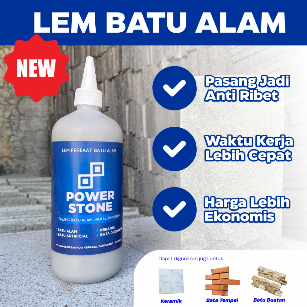 Jual POWER STONE 600gr - LEM PEREKAT BATU ALAM & BATA DEKORATIF ...