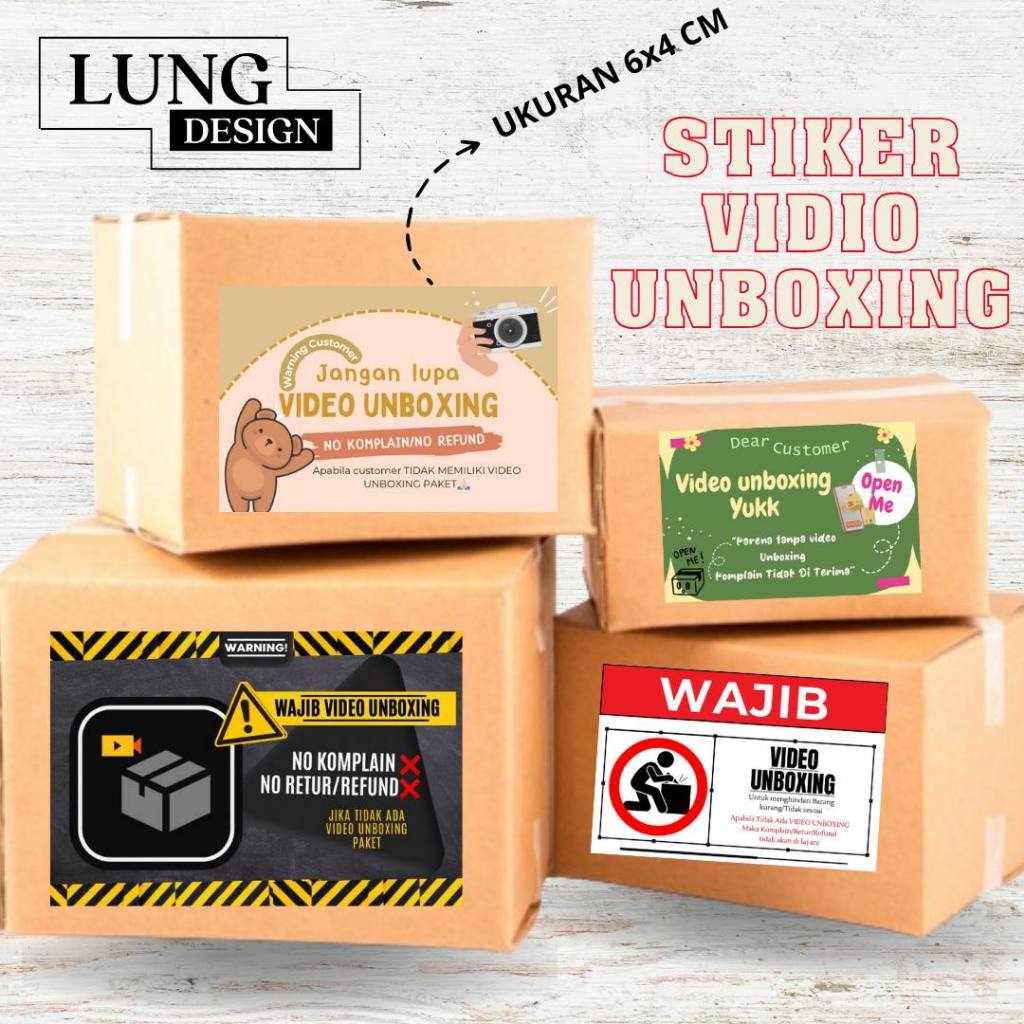 Jual STICKER WAJIB VIDEO UNBOXING size 4x6 cm / Kertas stiker wajib ...