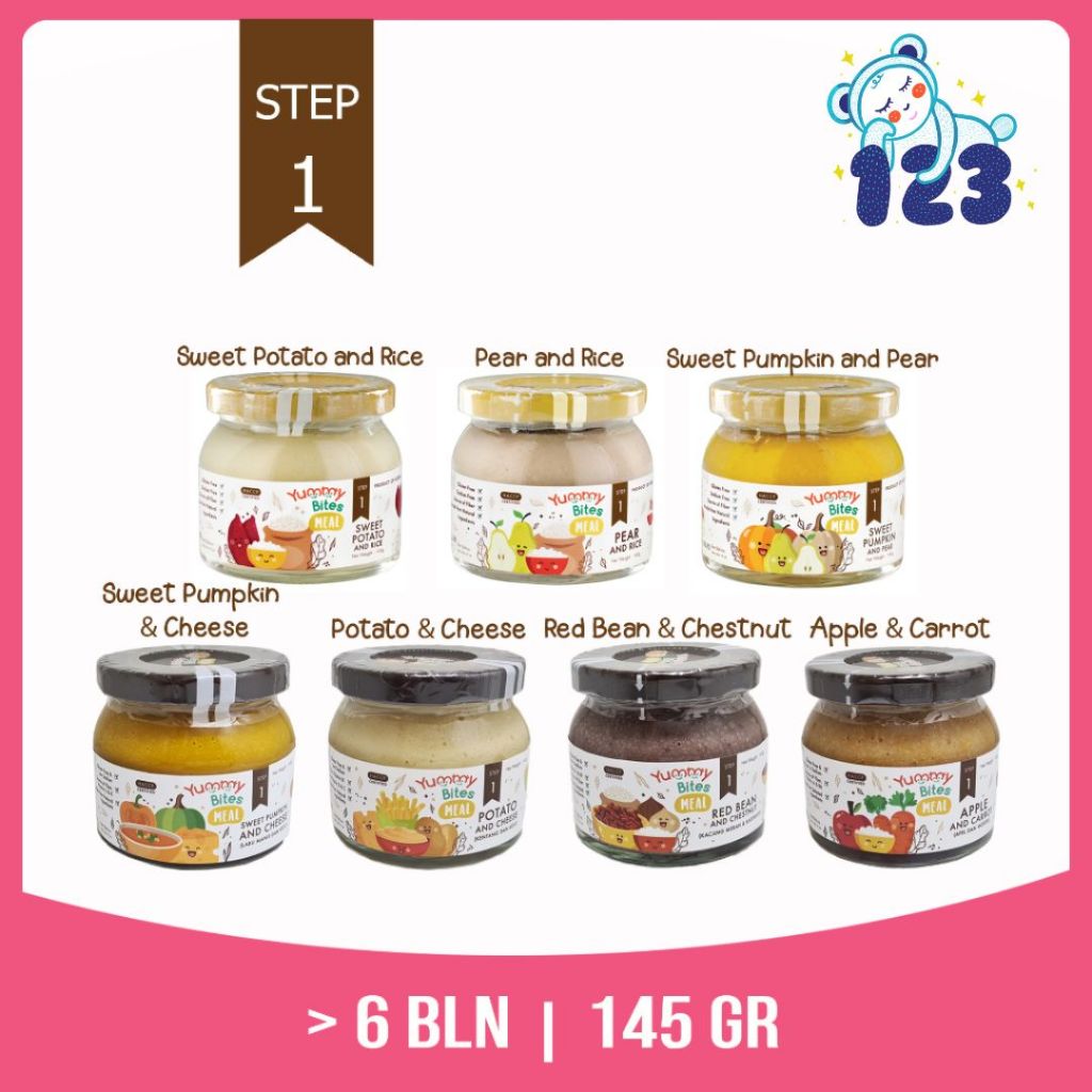 Jual Yummy Bites Meal Step 1, Step 2 145g Jar Botol Kaca - READY MANADO ...