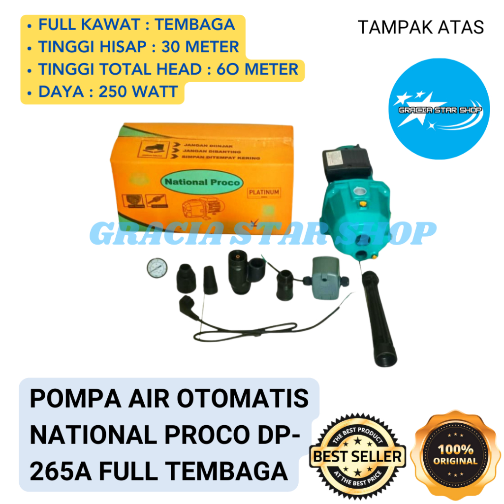 Jual POMPA AIR JET PUMP NATIONAL PROCO PLATINUM DP 265A FULL TEMBAGA ...