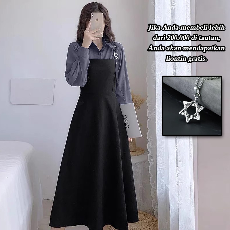 Jual |kekinian.factory|(Ready stok!!!) COD Dress korean style hitam ...
