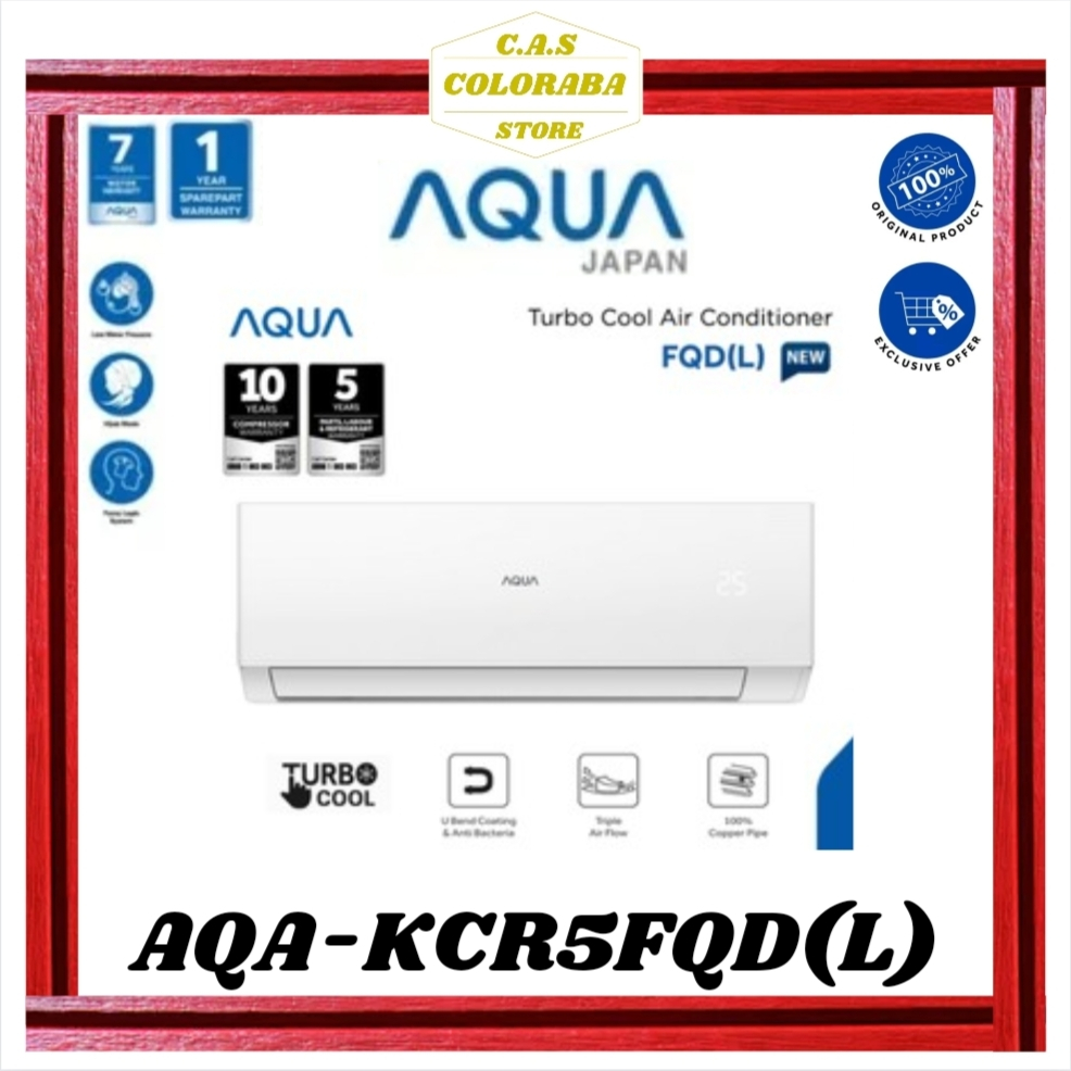 Jual AC AQUA AQA-KCR5FQDL AC SPLIT STANDARD TURBO COOL 1/2 PK AQA KCR5FQDL | Shopee Indonesia