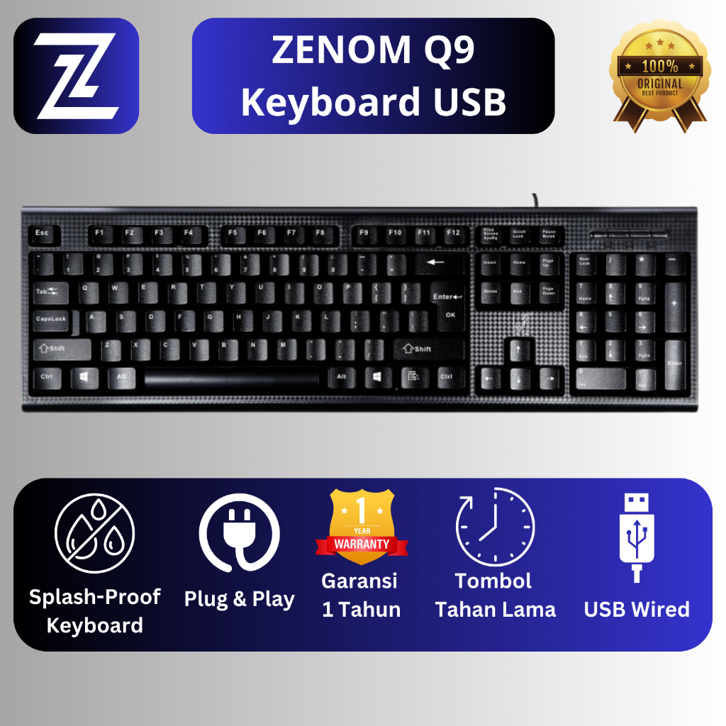 Jual ZENOM Q9 Keyboard USB Komputer Laptop [ Garansi Resmi 1 Tahun ...