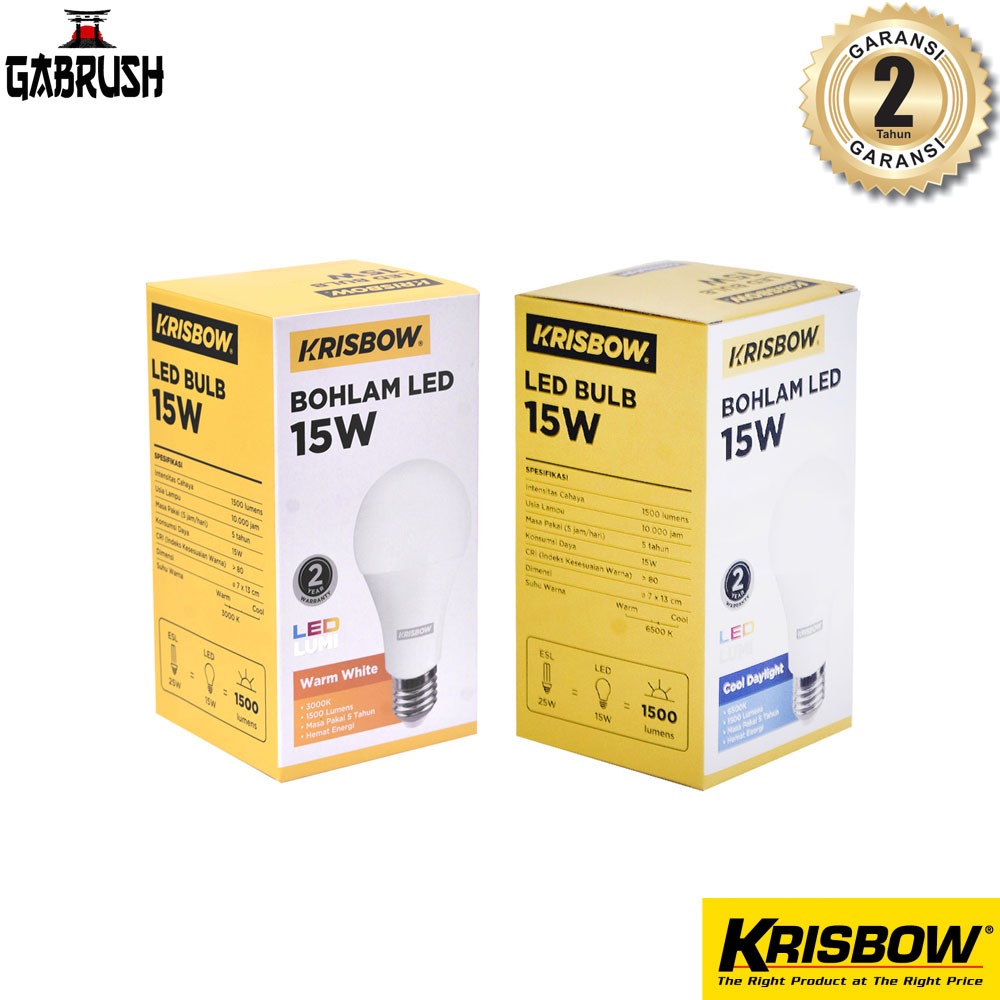 Jual Lampu LED 15W Bohlam Putih Kuning Bulb Krisbow | Shopee Indonesia