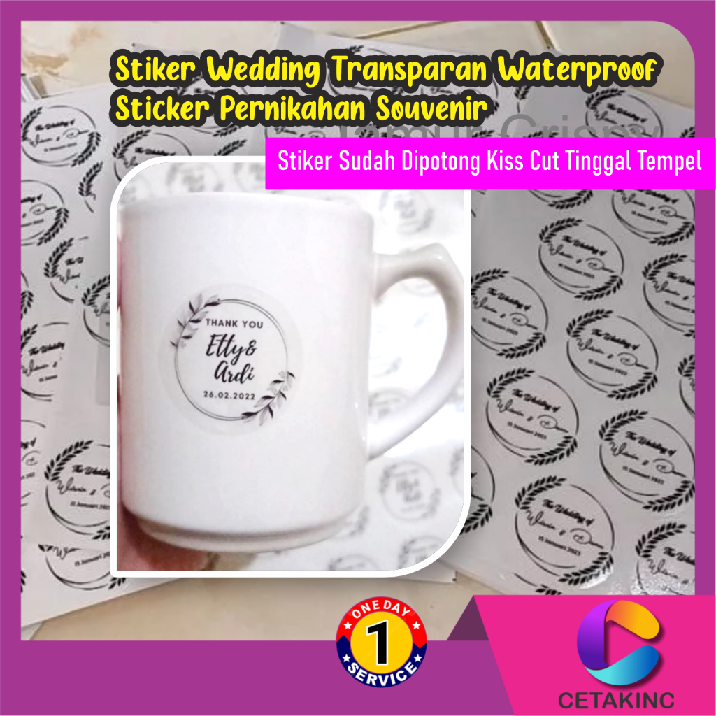 Jual Cetakinc - Stiker Label Souvenir Pernikahan Wedding Transparan ...