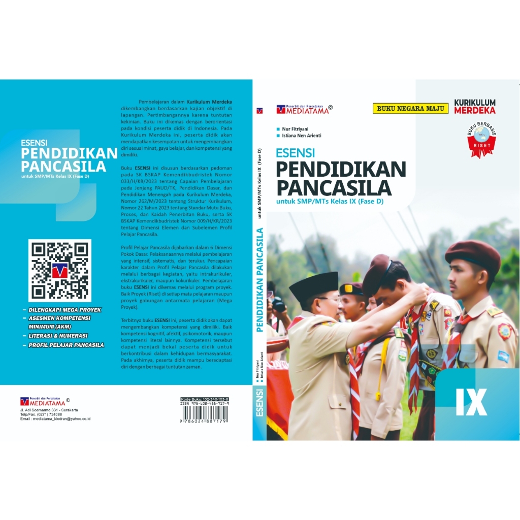 Jual ESENSI Pendidikan Pancasila SMP/MTS Kelas IX (Fase D) Kurikulum Merdeka Buku Berbasis Riset ...