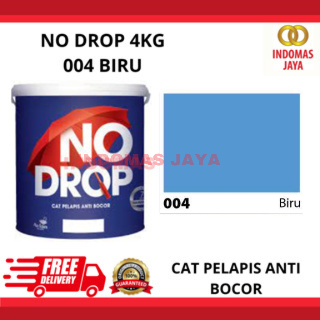 Jual CAT ANTI BOCOR KEDAP AIR WATERPROOFING 4KG 4 KG biru 004 NODROP / NO DROP 4KG GALONAN BIRU ...