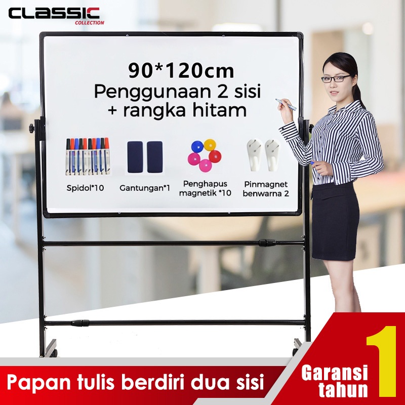 Jual Whiteboard Standing Kaki 90x120 cm / Papan Tulis Whiteboard ...