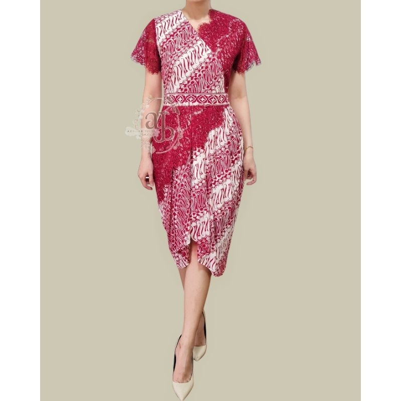 Jual Drapery dress BATIK merah putih bahan PARIS | by atelier.yoon ...