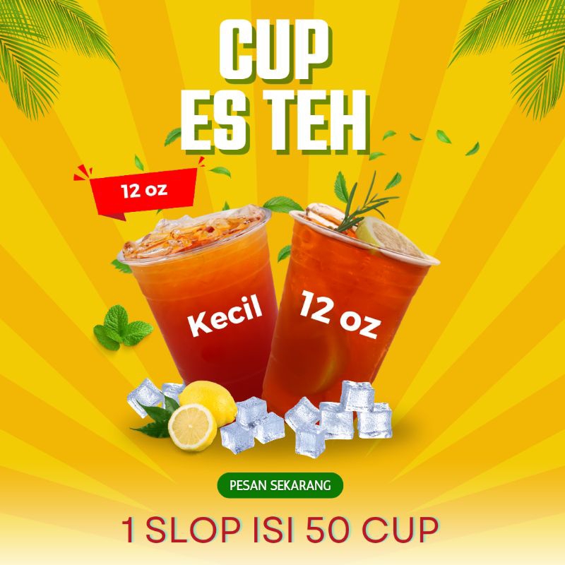 Jual Cup Es Teh Kecil / 12 Oz / 1 slop isi 50 cup Cocok untuk jualan es ...