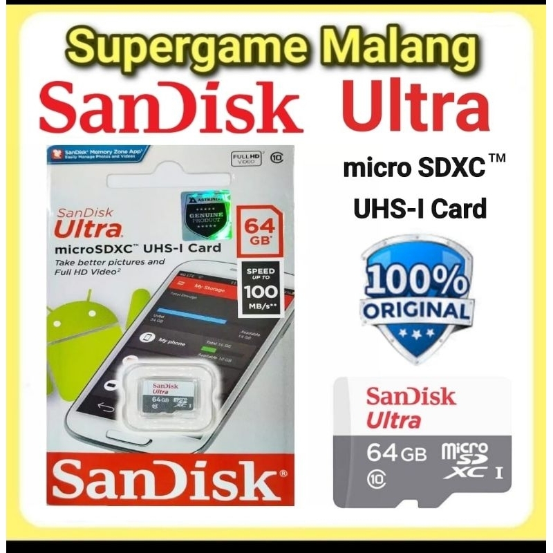 Jual Micro SD 64gb Sandisk Original Ultra Memory Card Komputer Laptop ...